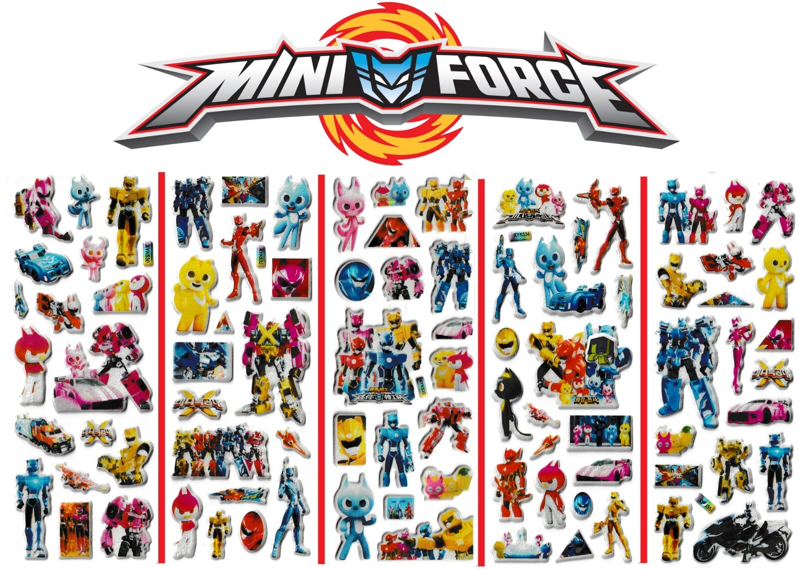 3D puffy Stickers MINIFORCE MINI-FORCE Volt Max Lucy Sammy Power ...