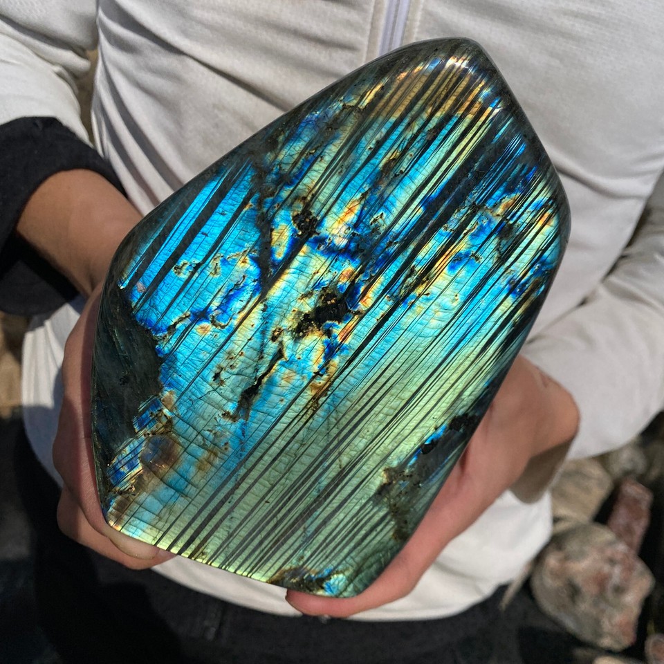 4.9lb Natural Labradorite Quartz Crystal Display Mineral Specimen ...