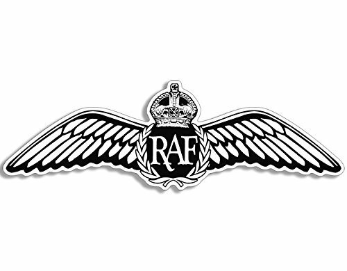 2x6 inch Silver & Black RAF Wings Shaped Sticker (uk royal air force rf ...