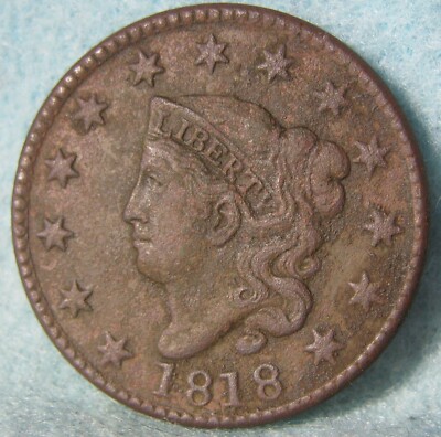 1818 Coronet Head Large Cent Near High Grade Details Old US Coin | eBay