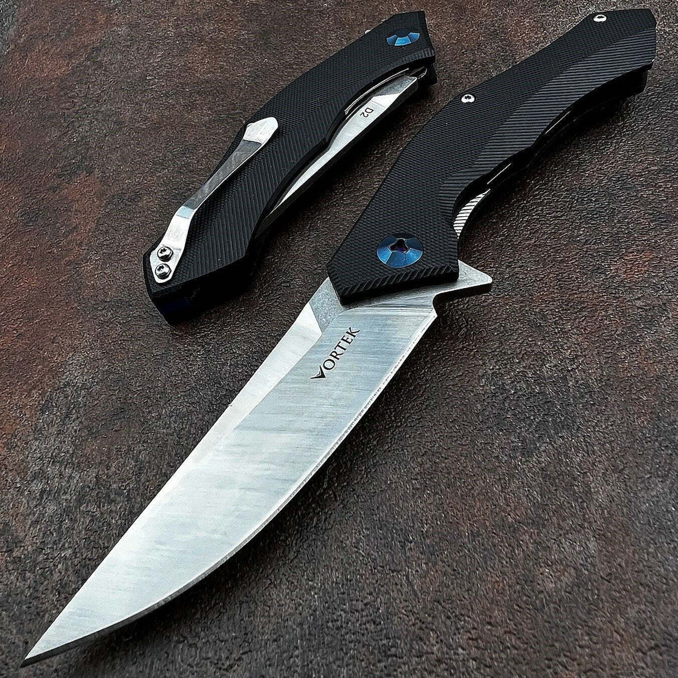 VORTEK SCIMITAR Black G10 Upswept Ball Bearing D2 Flip Blade EDC ...