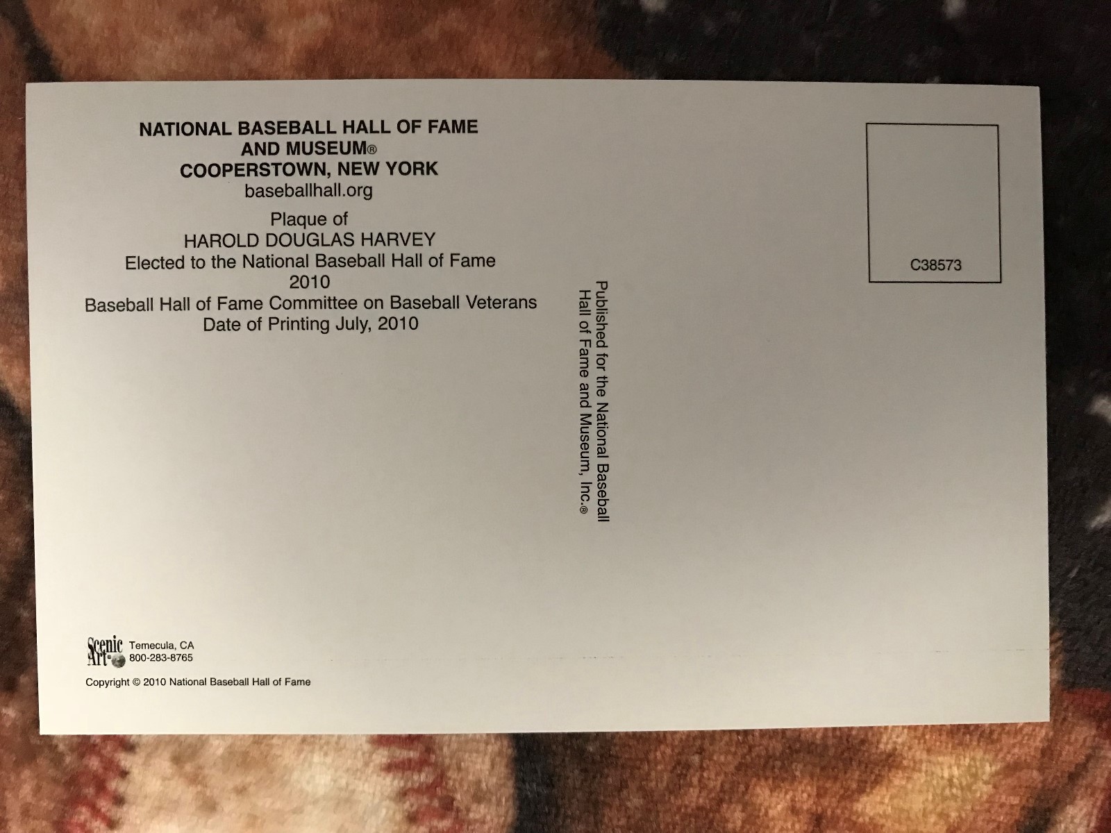 Doug Harvey Postcard- Baseball Hall of Fame Induction Plaque- Photo ...