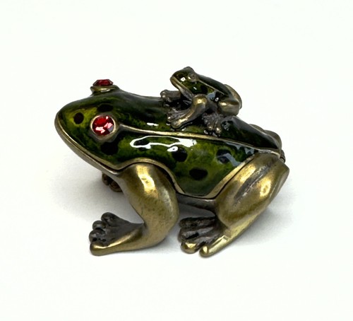Enamel Jeweled Hinged Metal Trinket Box Two Frogs | eBay