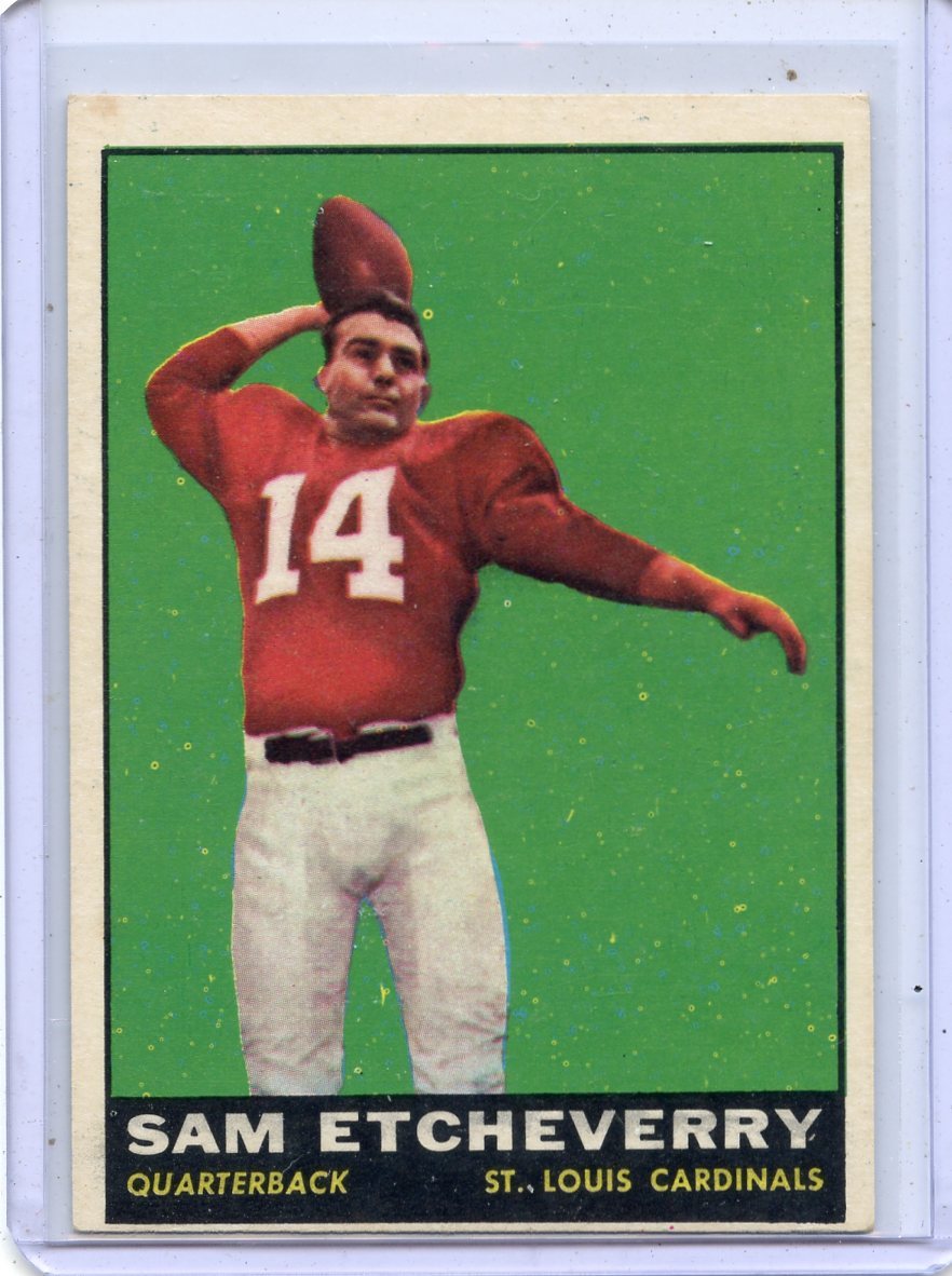1961 TOPPS FOOTBALL #115 SAM ETCHEVERRY, ROOKIE RC, ST. LOUIS CARDINALS ...