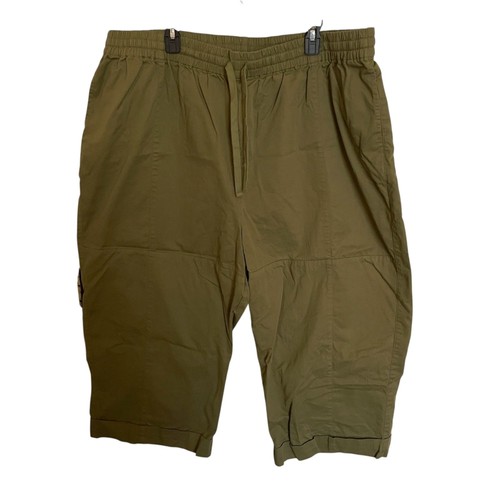 Lucy & Yak Cargo Pull On Capris Pants Army Green 2XL Cotton Breathable Travel | eBay