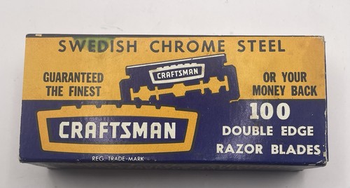 Vintage Box of Craftsman 100 Chrome Steel Double Edge Razor Blades ...
