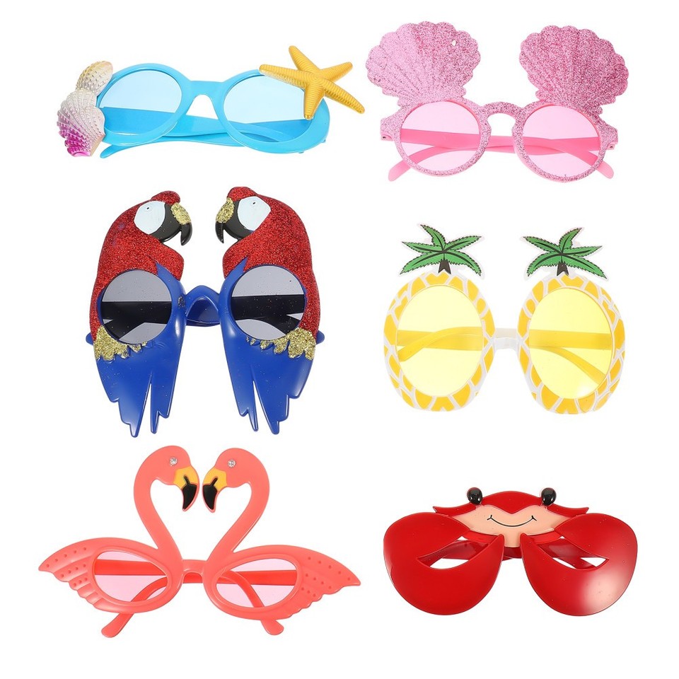 6 Pcs Festival Sunglasses Hawaiian Party Decorations Photo Booth Props ...