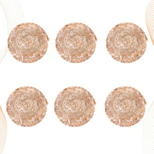 6 PCS Braided Straw Hat Mini Fedora Diy Craft Small Miniature Hats for ...