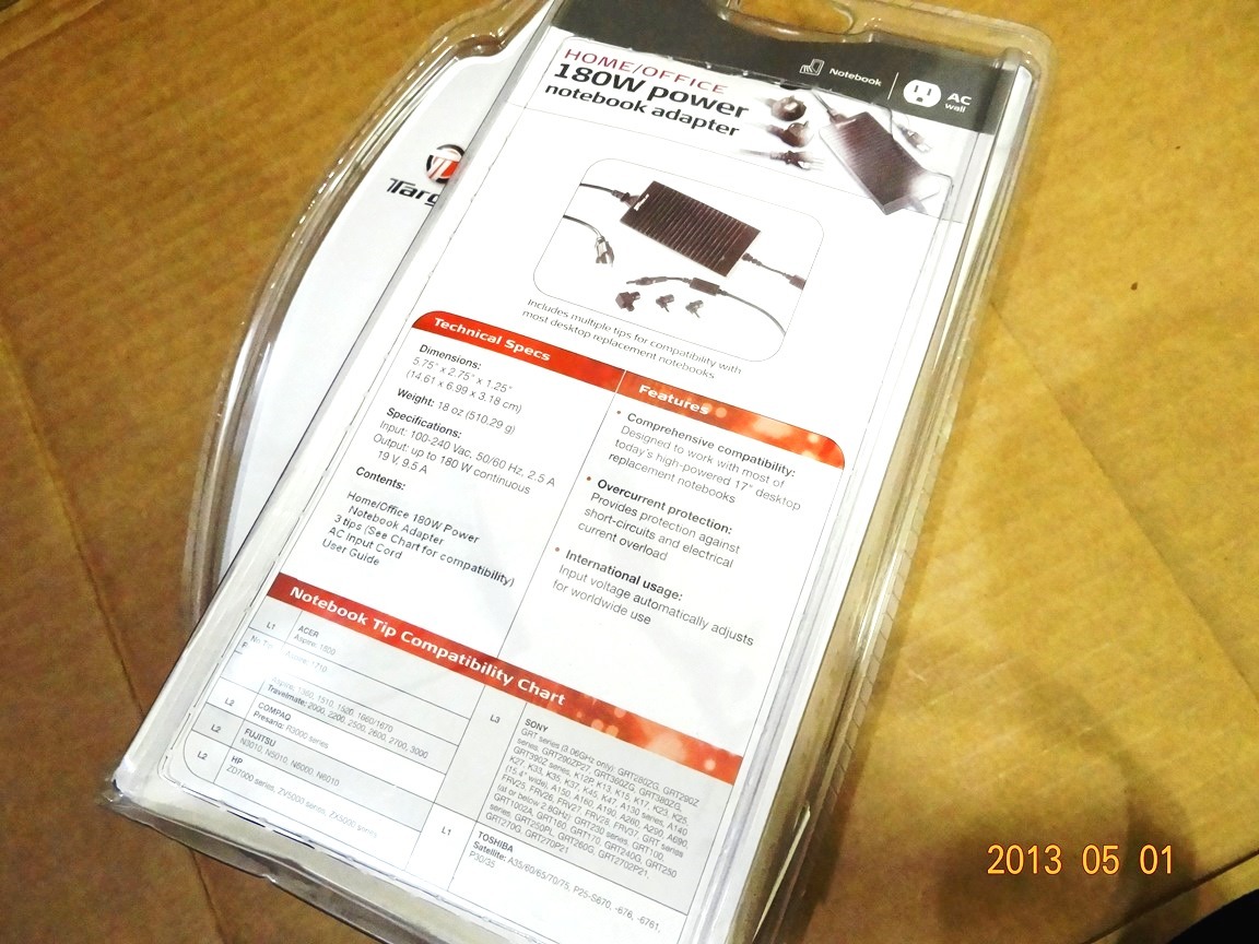 Targus Universal AC power notebook adapter APA05US PA-1181-08 -3 ...