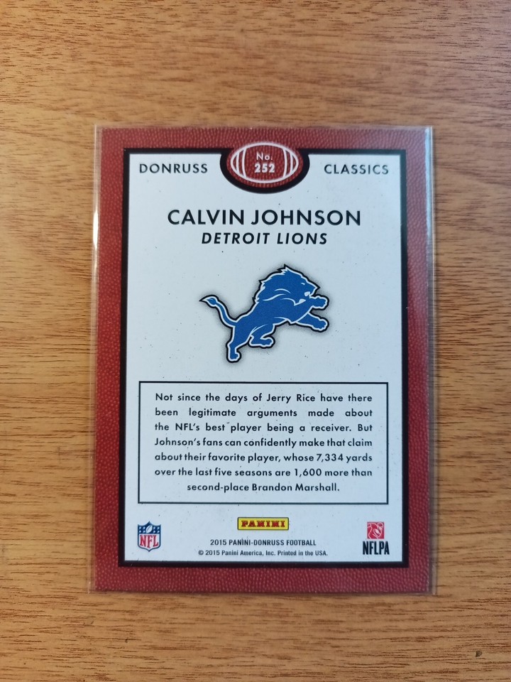 CALVIN JOHNSON 2015 PANINI DONRUSS "CLASSICS" FOOTBALL CARD-#252-LIONS ...