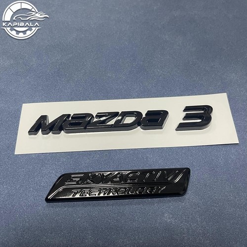 2x SKYACTIV TECHNOLOGY & Maz-d-a 3 Rear Trunk Emblem Badge Gloss Black ...