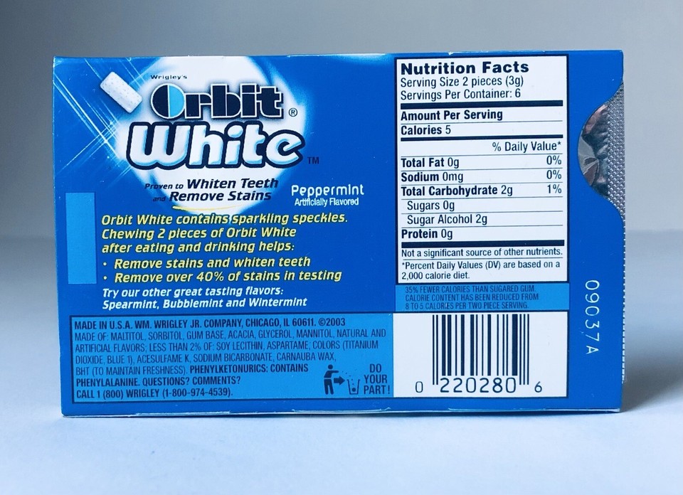 Vintage 2003 Wrigley’s ORBIT White Gum Pack 4” candy container ...