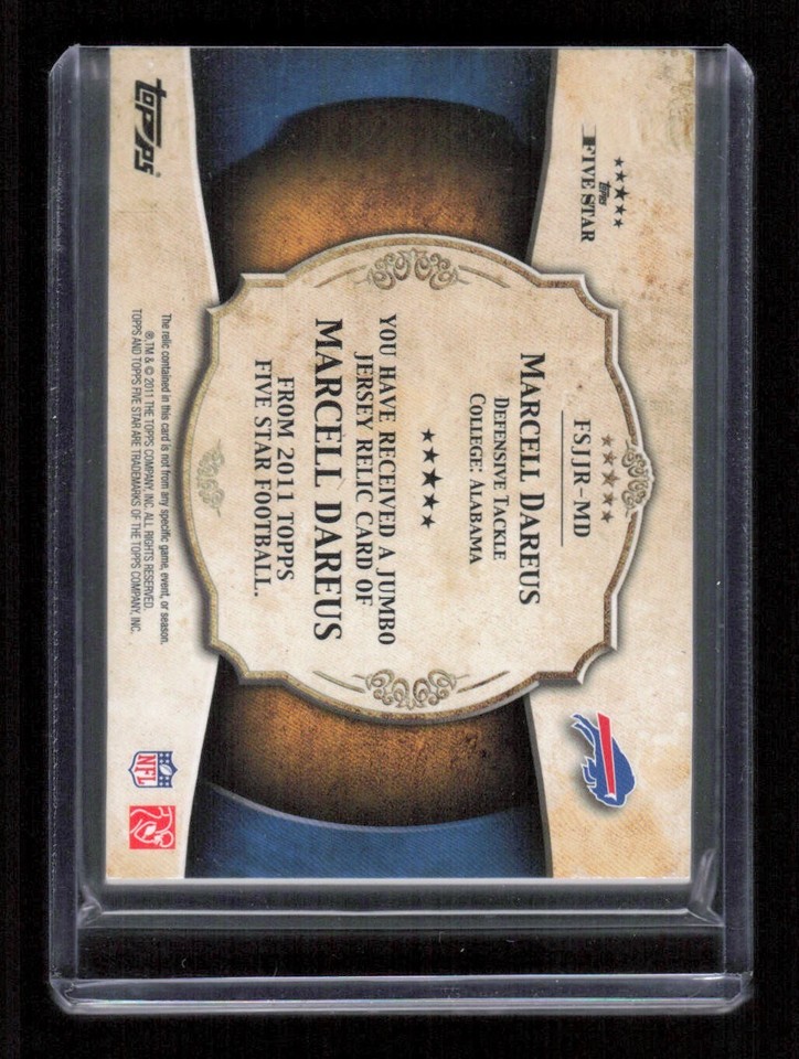 2011 Topps Five Star #FSJJR-MD Marcell Dareus RC Patch #'d /88 | eBay