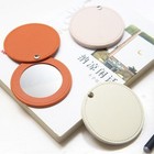 Round Makeup Mirror Portable PU Cosmetic Mirror Folding Pocket Compact ...
