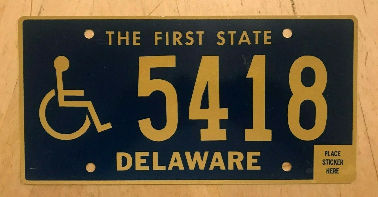 DELAWARE DISABLED PERSON HANDICAPPED LICENSE PLATE " & 5418 ...