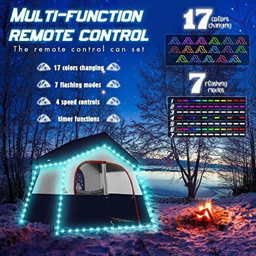 Camping Tent String Lights 17 Colors 7 Flashing Modes Led Decorative ...