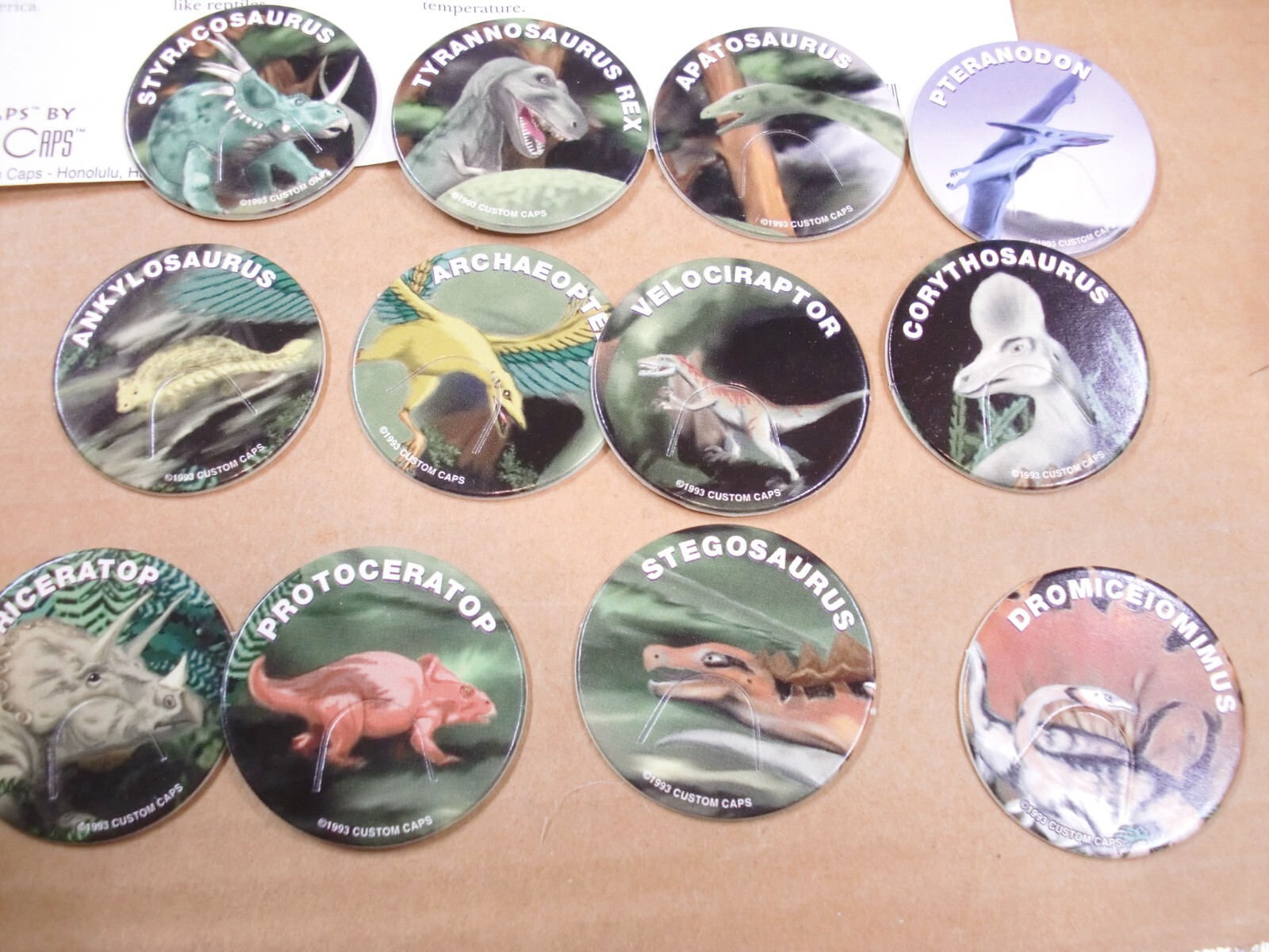 POGS/MILKCAPS DINOSAURS BY CUSTOM CAPS SET OF (12) | eBay
