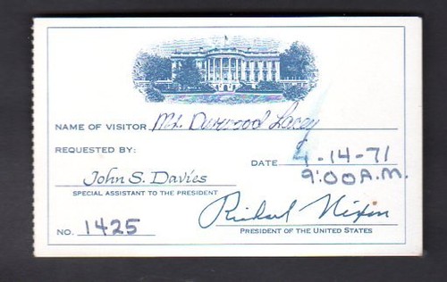 1971 White House Visitors Pass from Richard Nixon | eBay