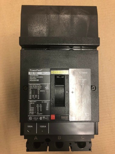 Square D HG 150 HGA36100 3 Pole 100 Amp 600v Circuit Breaker circuit ...