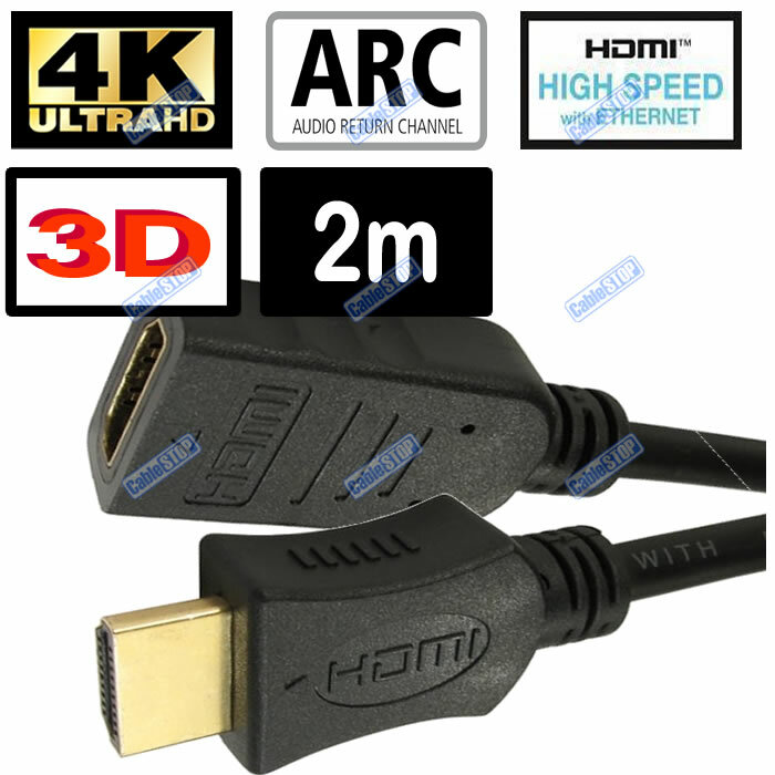 HDMI Extension Cable Male Plug to Female Socket TV Lead 4K UHD 0.5m 1m ...