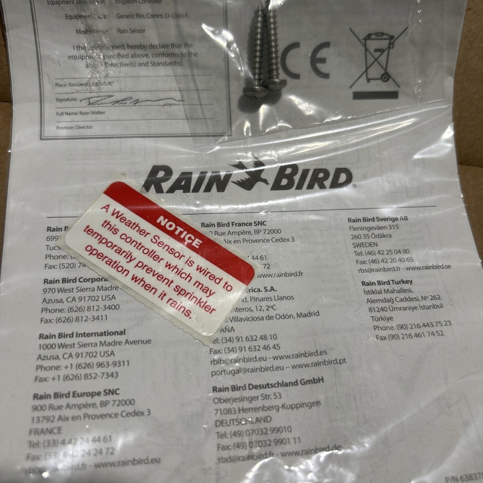Rain bird RSDBEX - Wired Rain Sensor with Bracket Rain Shut-Off | eBay