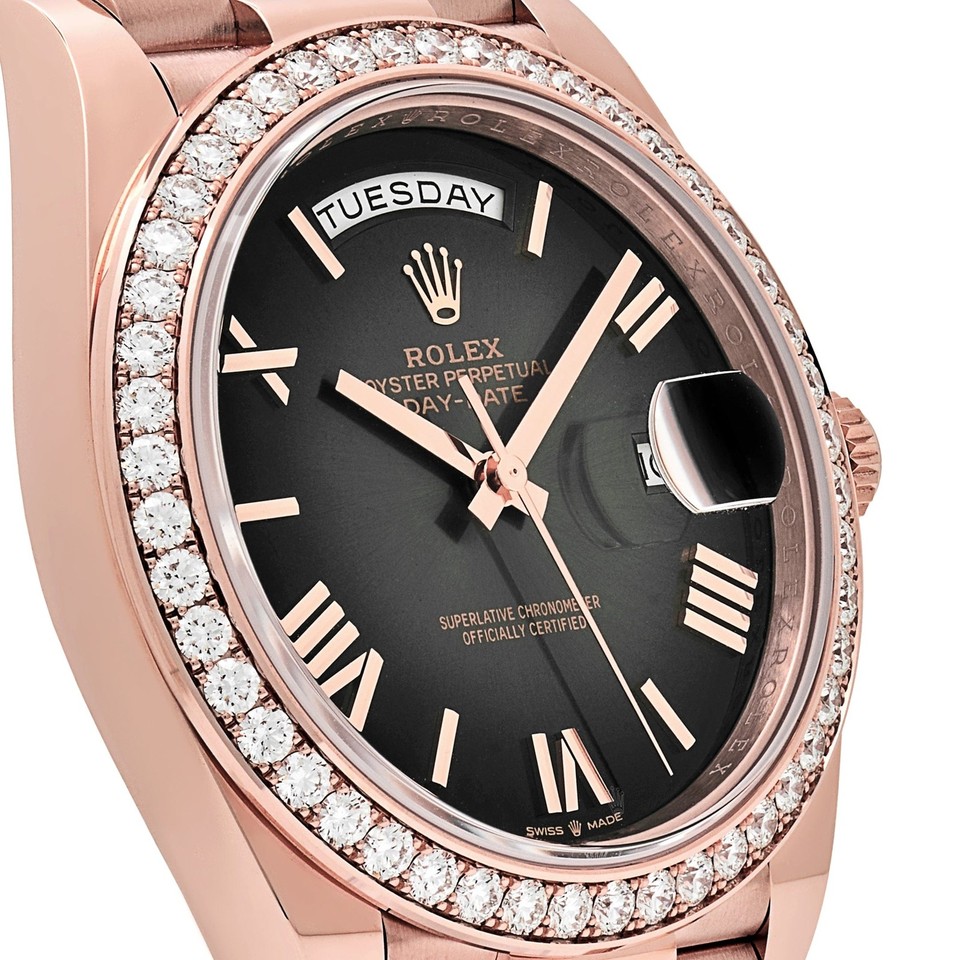 Rolex Day-Date 40 228345RBR Rose Gold Diamond Bezel Slate Ombre Dial | eBay