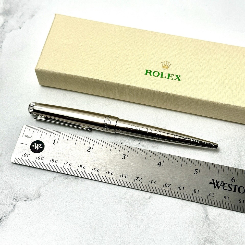 Rolex Silver Scribe Platinum Wave Cut Pen AD VIP Gift | eBay