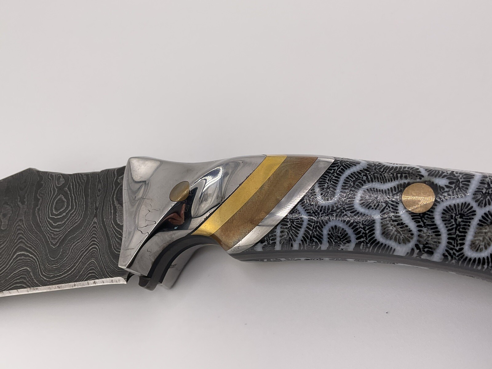 Half Face Blades Kukri Meteorite Brass Copper Silver Coral Fossil ...