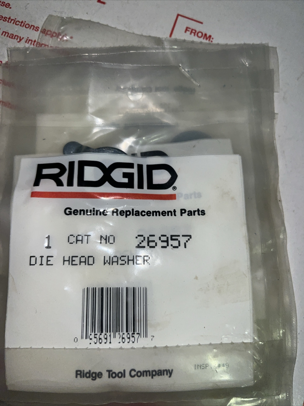 Ridgid 26957 Replacement Die Head Lever Washer for Threading Machine ...