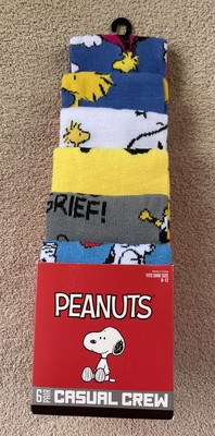 PEANUTS Snoopy Red Baron Woodstock 6Pk Adult Novelty Crew Socks SZ8-12 ...