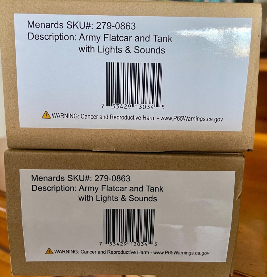 2 Menards #2790863 O Gauge US Army Flat Car w/Tank/Lights #10408/#10402 ...