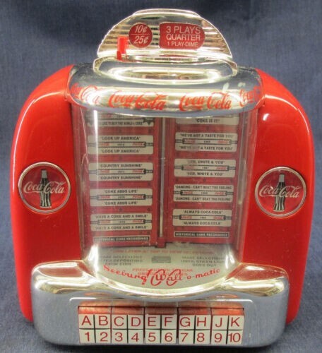 VINTAGE COCA COLA JUKEBOX DIECAST TABLE TOP MUSICAL BANK DISPLAY 1997 ...