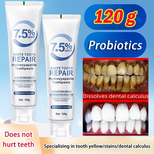 5x 7.5% Hydroxyapatite Toothpaste Remove Yellow Tooth Stains For ...