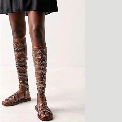 Free People Sun Chaser Tall Gladiator Sandals Size 37.5 / 7 “Snake" NIB ...