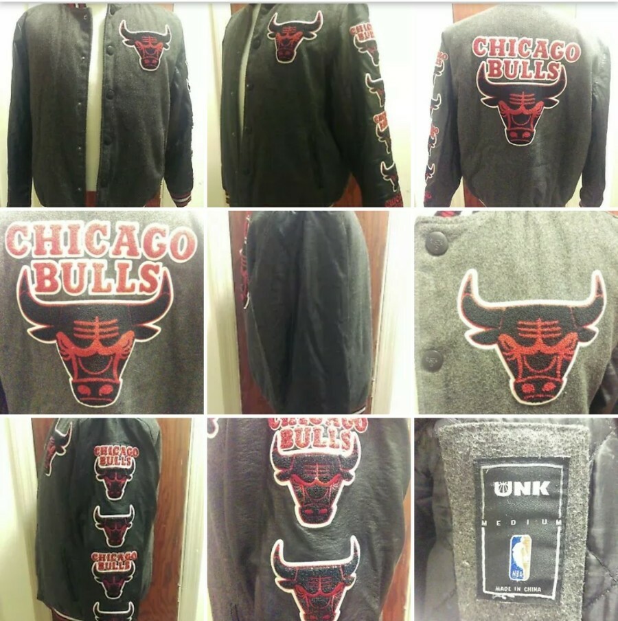 🔥 1990's Chicago Bulls UNK Varsity Gray NBA Letterman Jacket Bomber OVO ...
