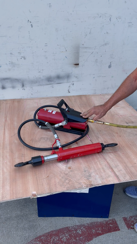 Combo 10 ton Porta Power Hydraulic Pull Back Ram Hooks w/Air Hydraulic ...