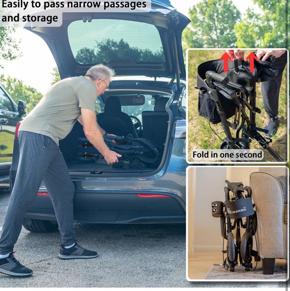 Rollator walker for Seniors Lightweight Foldable Adjustable 10 inch ...