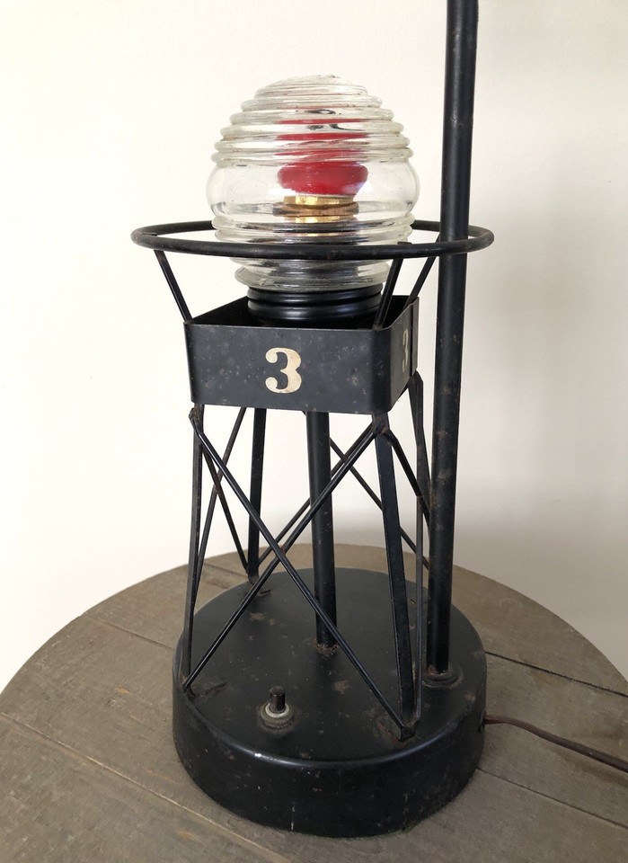 RARE 1940s Antique Buoy Channel Marker Nautical Lamp w/Flashing Red ...