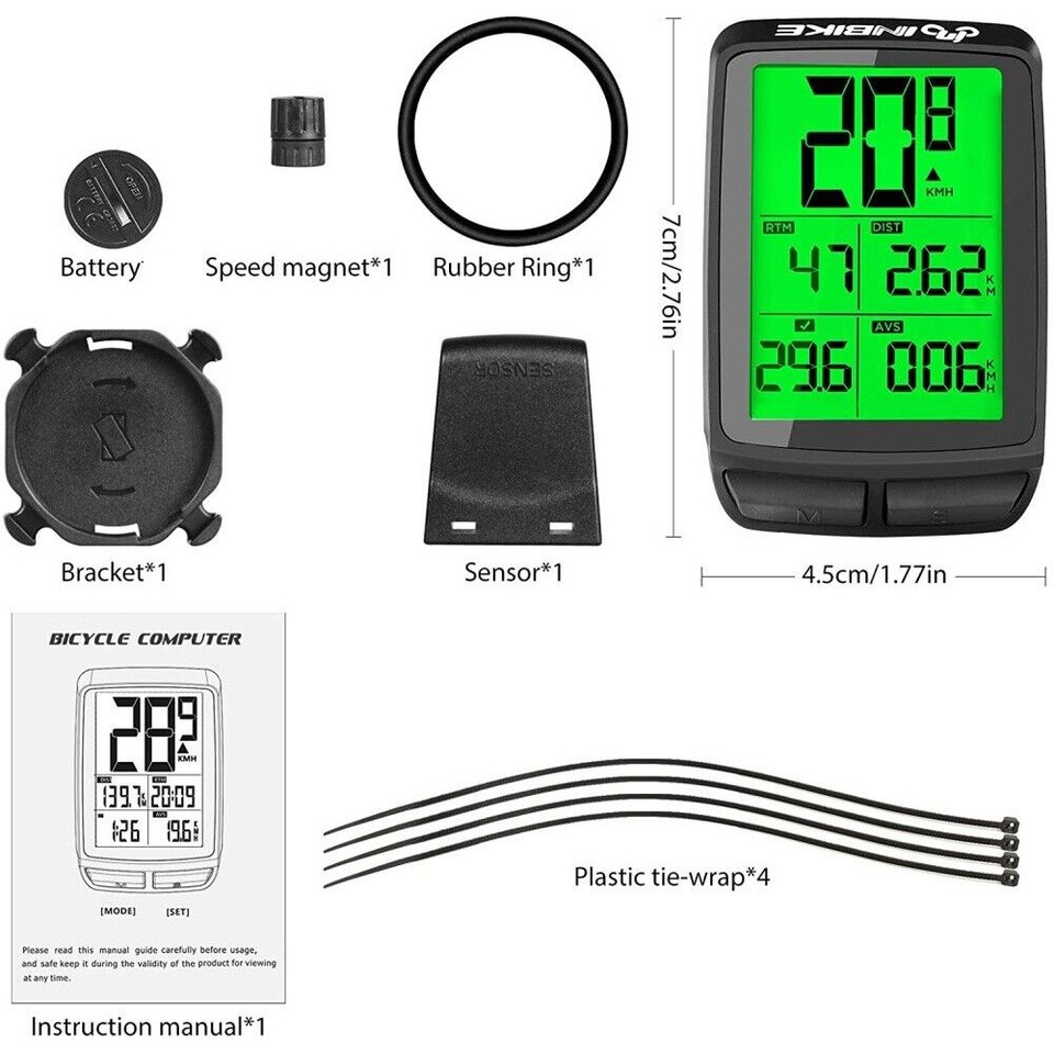 UK Wireless Bike Computer MPH Speedometer Speedo Bicycle Odometer LCD ...