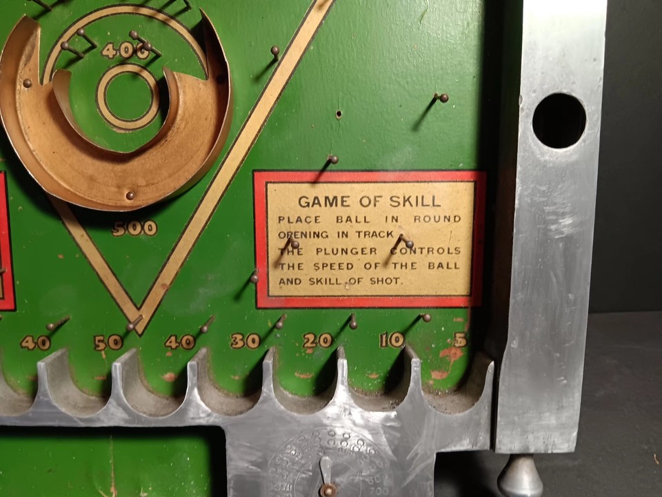 VINTAGE 1930s GOTTLIEB BAFFLE BALL PINBALL ARCADE GAME - PLUNGER PULLS ...