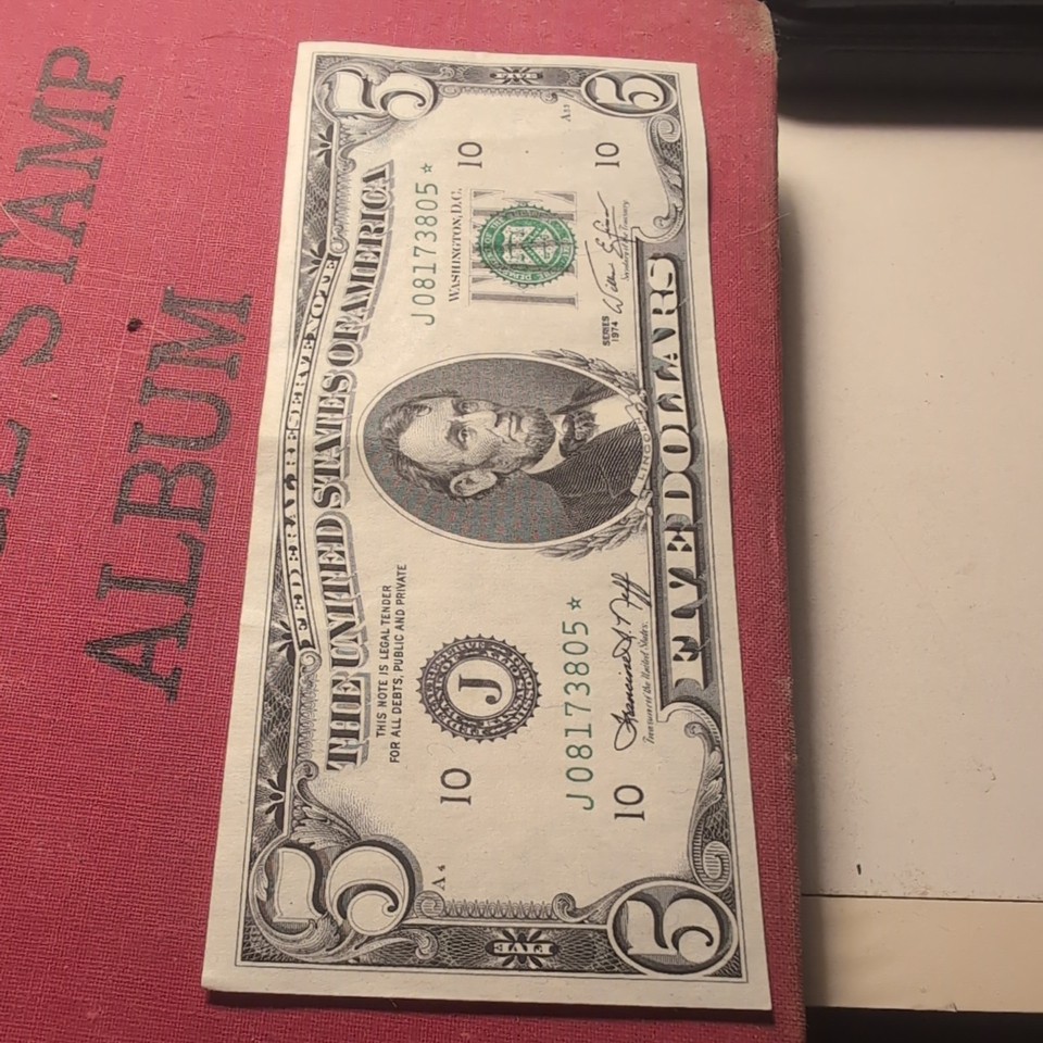 1974 $5 Star Note Dollar Bill Crisp circulated condition | eBay