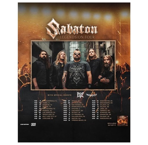 Sabaton Legends Tour 2026 North American Poster | eBay