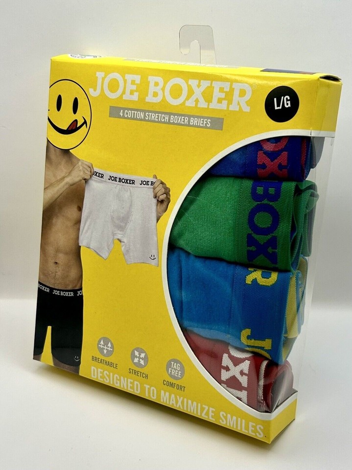 New Joe Boxer Men's 4 Pack Cotton Stretch Boxer Briefs Sizes S, M, L ...