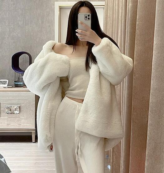 Fashion Womens Faux Fur Short Winter Warm Jacket Fluffy Coat Outwear S ...