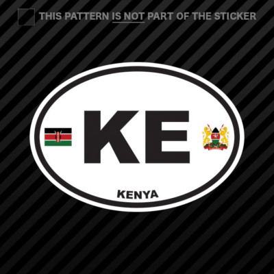 Kenya Oval Sticker Self Adhesive Vinyl Kenyan Country Code euro KE v2 ...