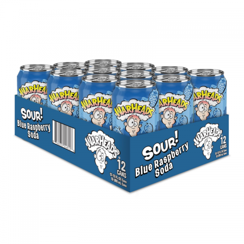 Warheads Sour Flavoured Blue Raspberry Soda American 12oz (355ml) 12 ...