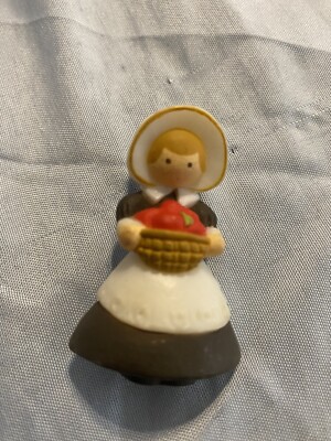 HALLMARK THANKSGIVING BROOCH Pin PILGRIM GIRL Basket Apples Holiday ...