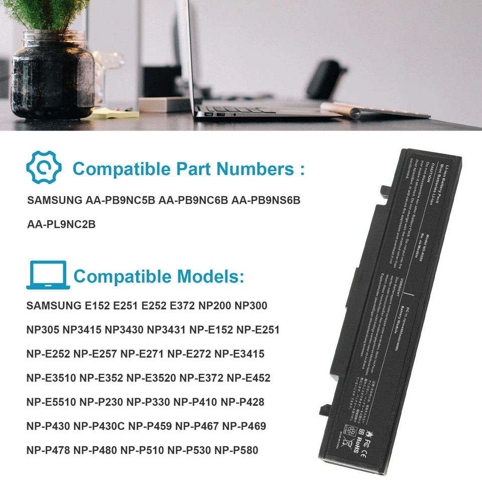 Battery For Samsung RV511 RV515 AA-PB9NS6B R519 R580 AA-PB9NC6B Q318 ...