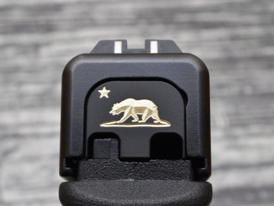 Milspin California Flag Glock Slide Back Plate Black Cerakote on Brass ...