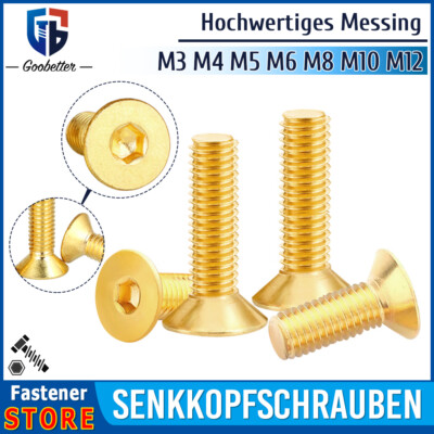 Senkkopfschrauben DIN 7991 M3 M4 M5 M6-M12 Messing Innensechskant ...